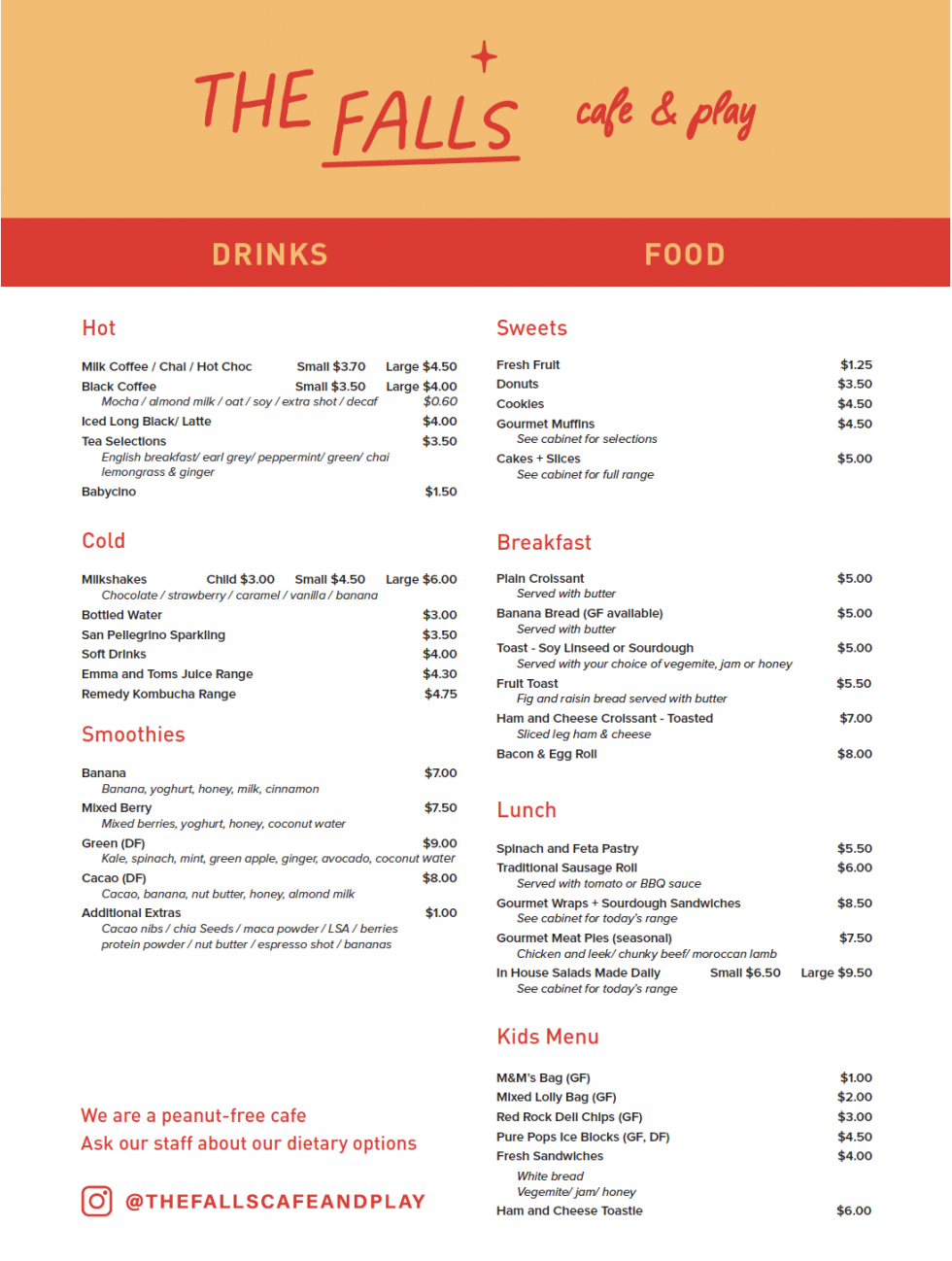 FOOD MENU - The Falls Cafe and Play